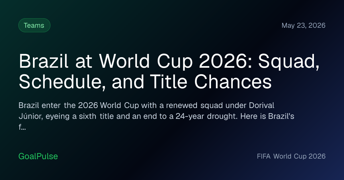 Brazil At World Cup 2026 Squad Schedule And Title Chances GoalPulse